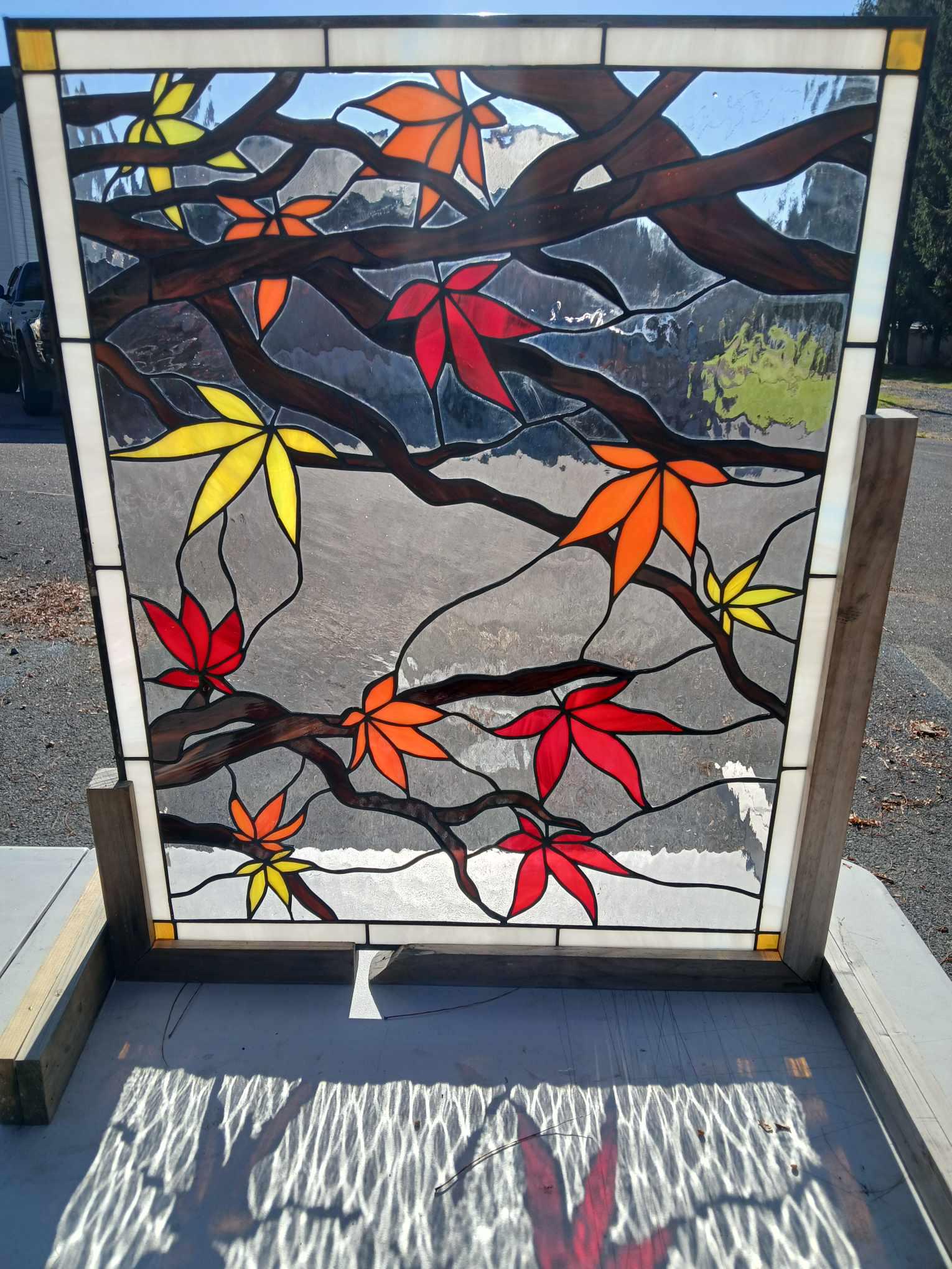 Stained Glass Window Autumn Red Japanese Maple Tree W-546 - Etsy