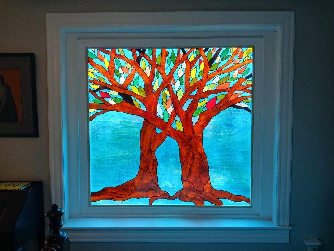 Stained Glass Window - Trees Hugging Each Other W-562 - Etsy