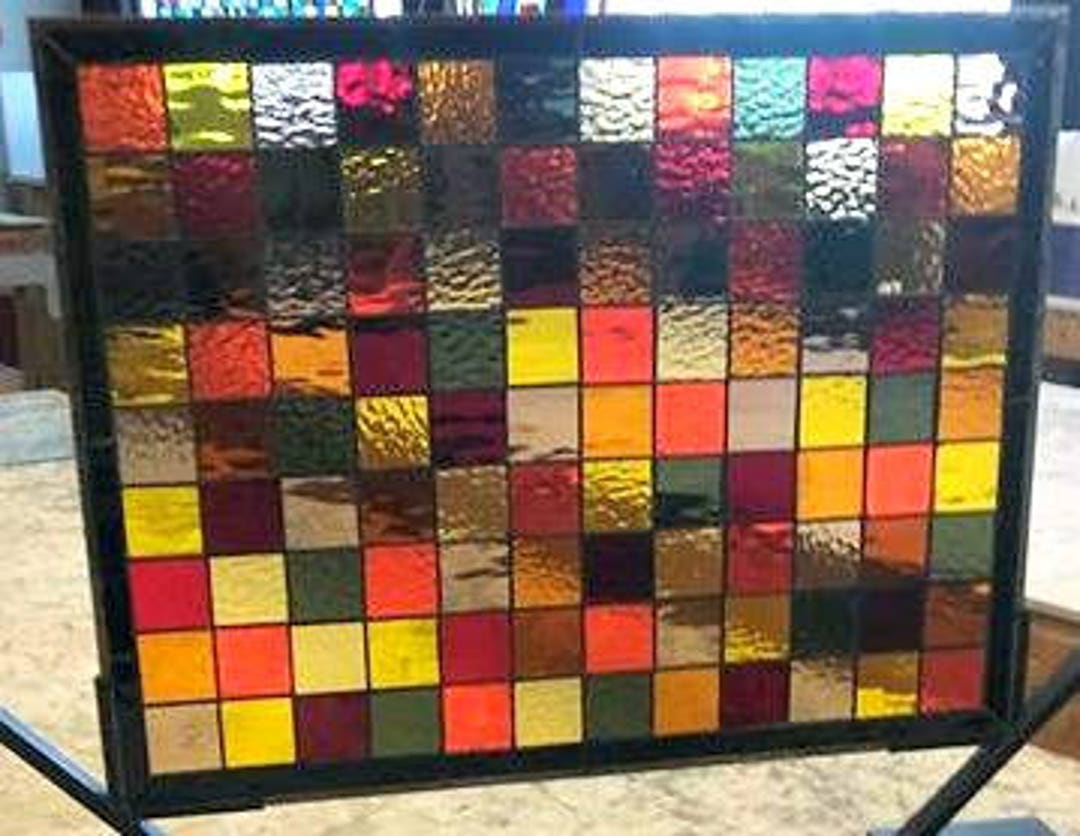 Stained Glass Window - W-249 Fall Themed Squares - Etsy