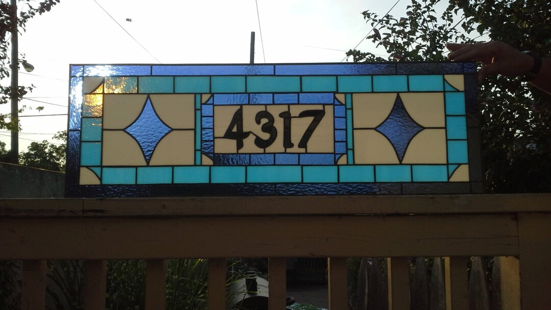 Stained Glass Address Marker - AM-156- "blue Navy Stars" - Etsy