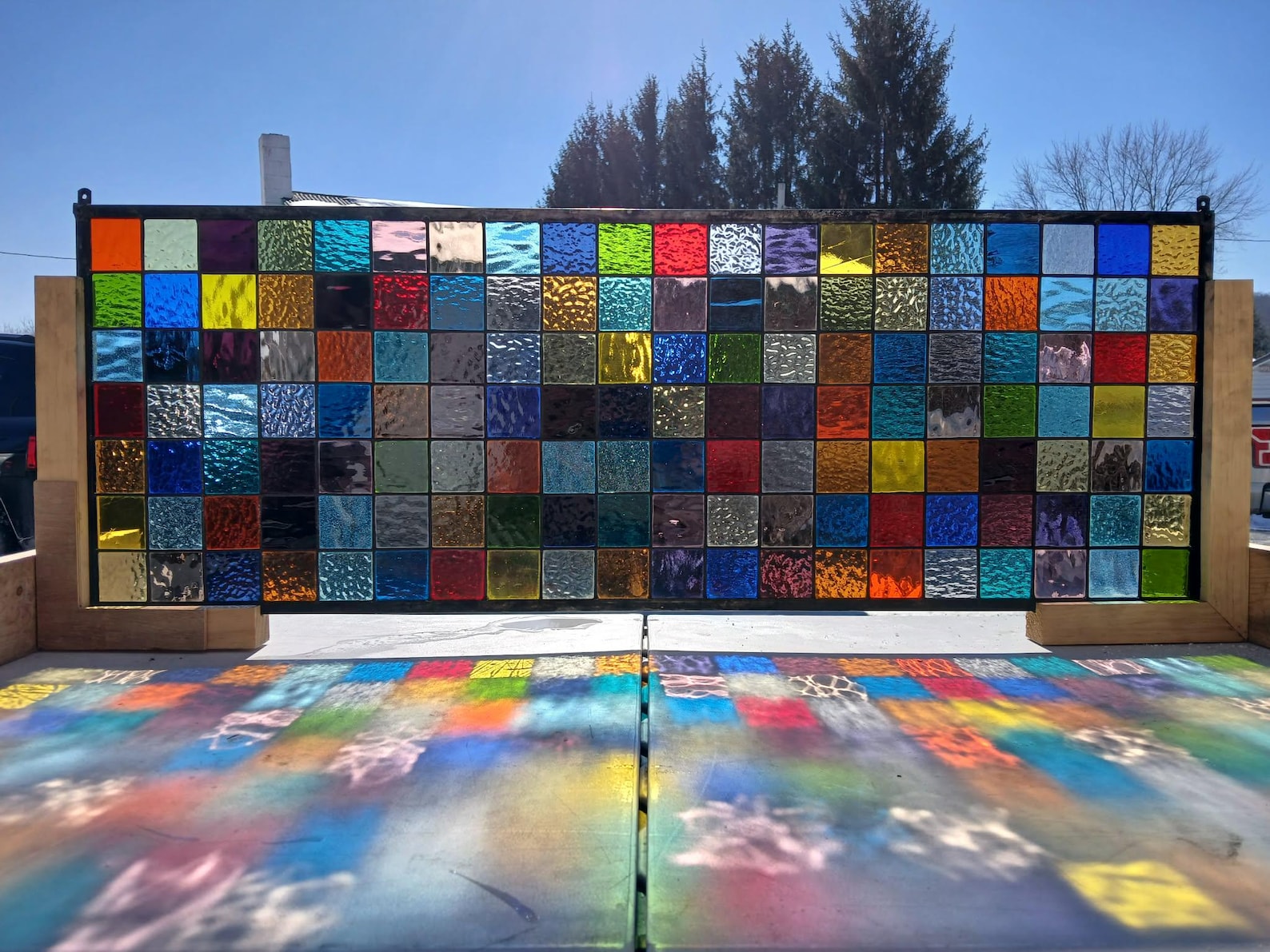 Stained Glass Window - W-253 Rainbow Squares - Etsy