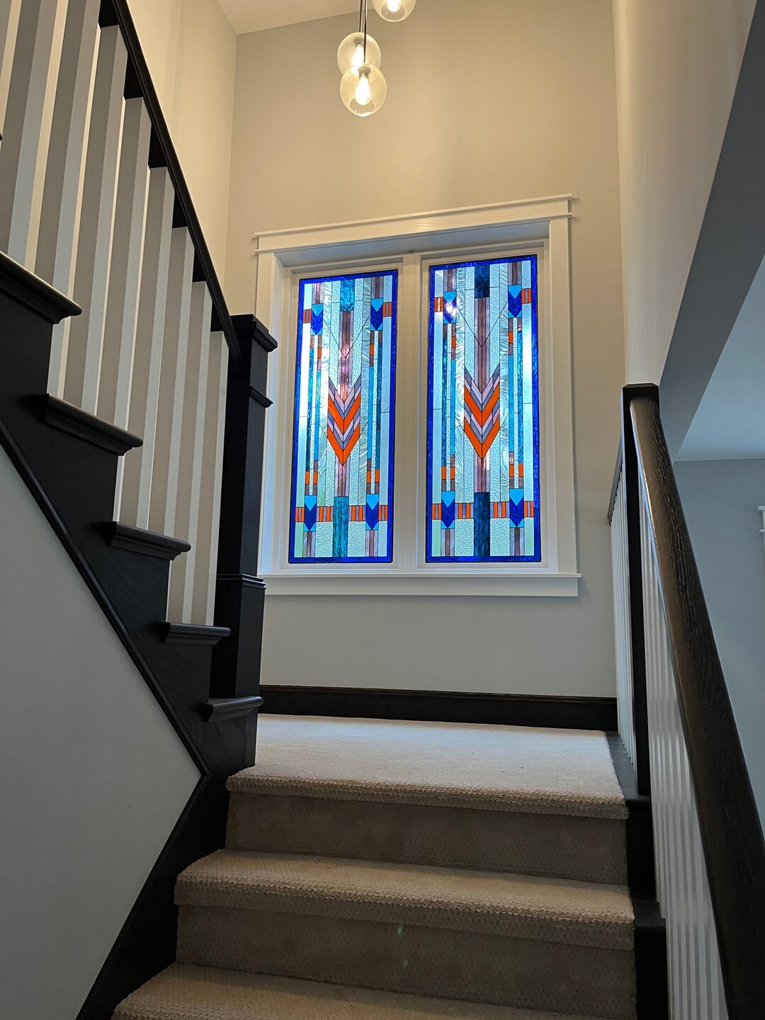 Stained Glass Staircase Window W-465 - Etsy