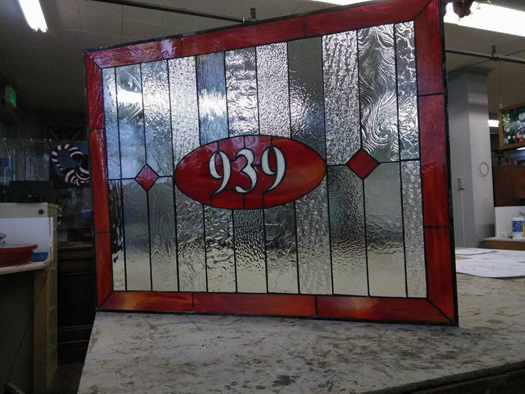 Stained Glass Address Marker - AM-142- Address in Red - Etsy