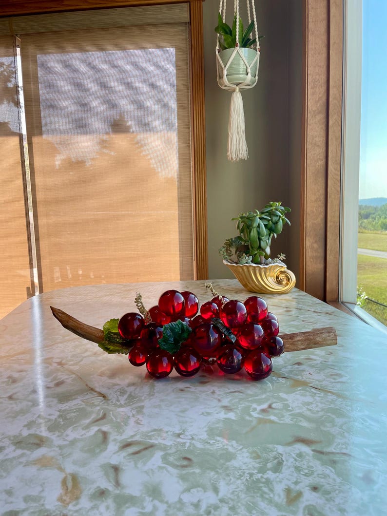 Large Lucite Red Grapes Set on Driftwood With Green Lucite Leaves - Etsy
