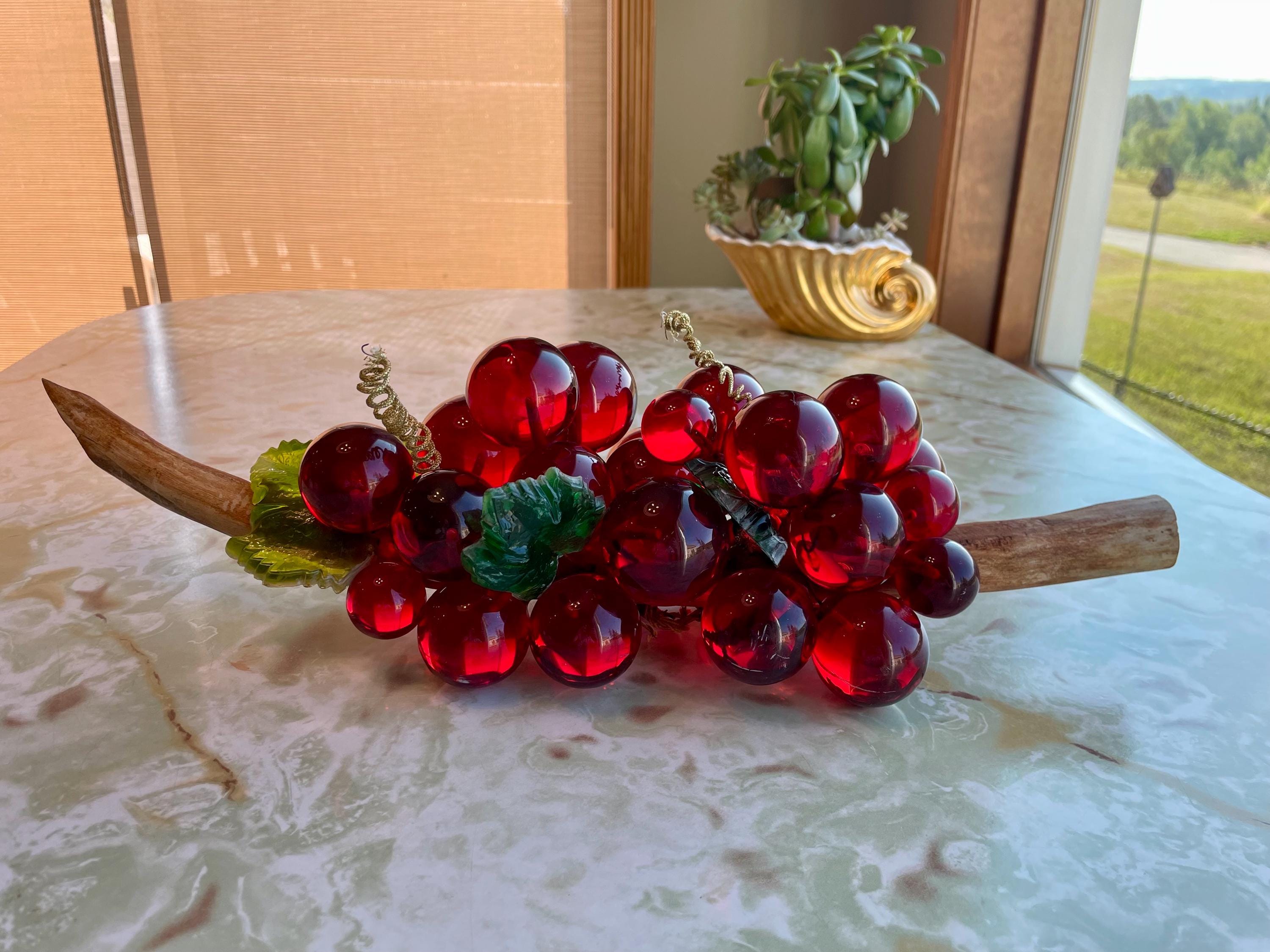 Large Lucite Red Grapes Set on Driftwood With Green Lucite Leaves - Etsy