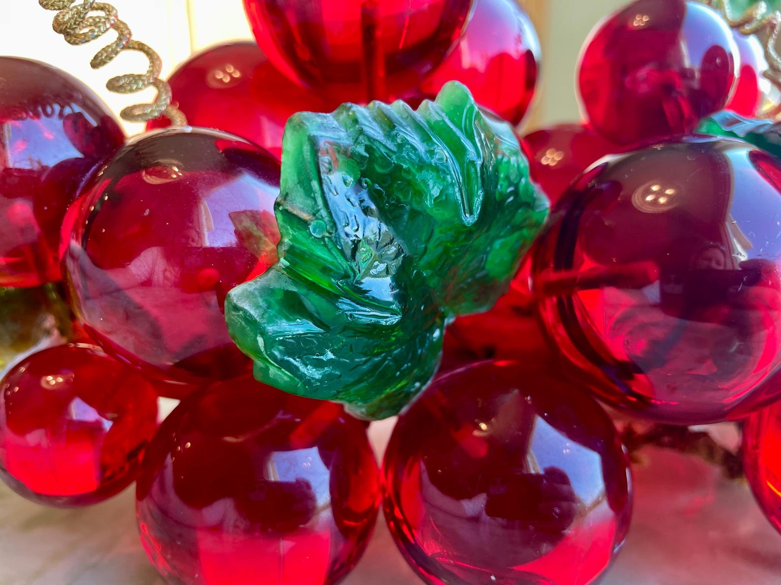 Large Lucite Red Grapes Set on Driftwood With Green Lucite Leaves - Etsy