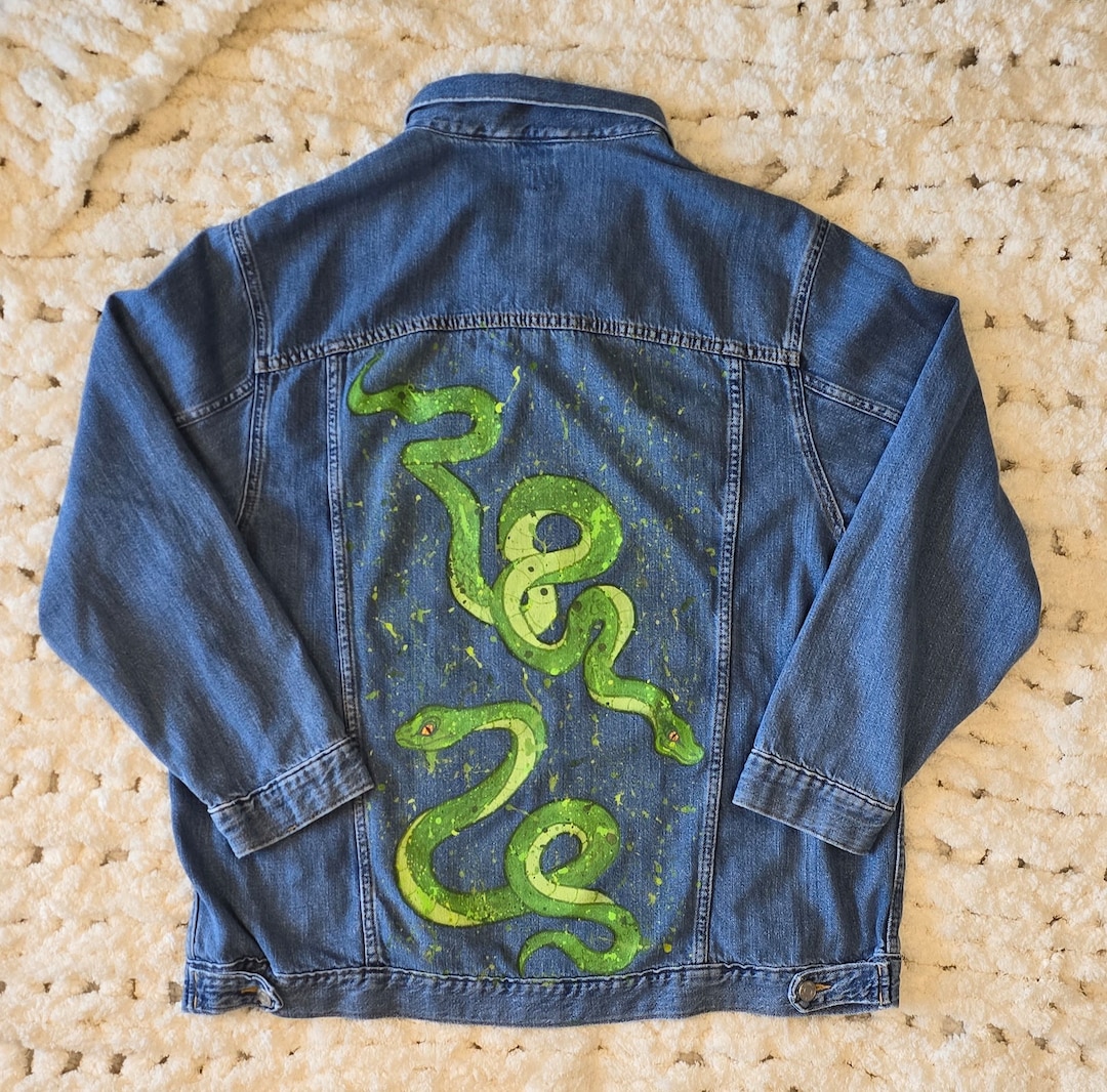 Handpainted Green Snakes Jacket - Reputation Coded - Etsy