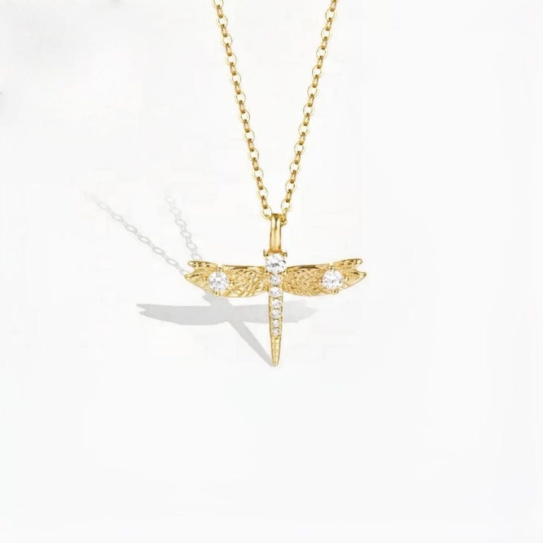 18 K Gold Plated Dragonfly 925 Sterling Silver Animal Silver Pendant ...