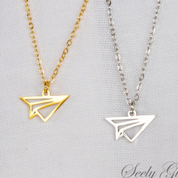 Paper Airplane Necklace - Etsy