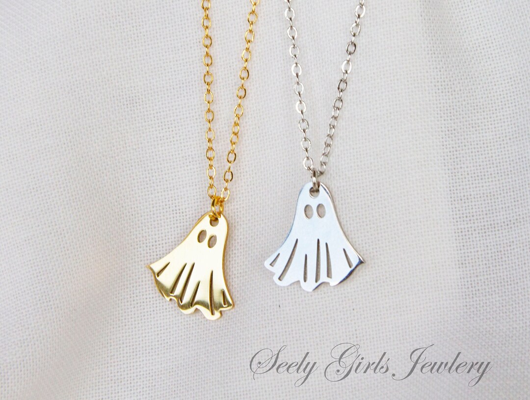 Ghost Necklace.. Gold or Silver Ghost Pendant Chain.. Hypoallergenic ...