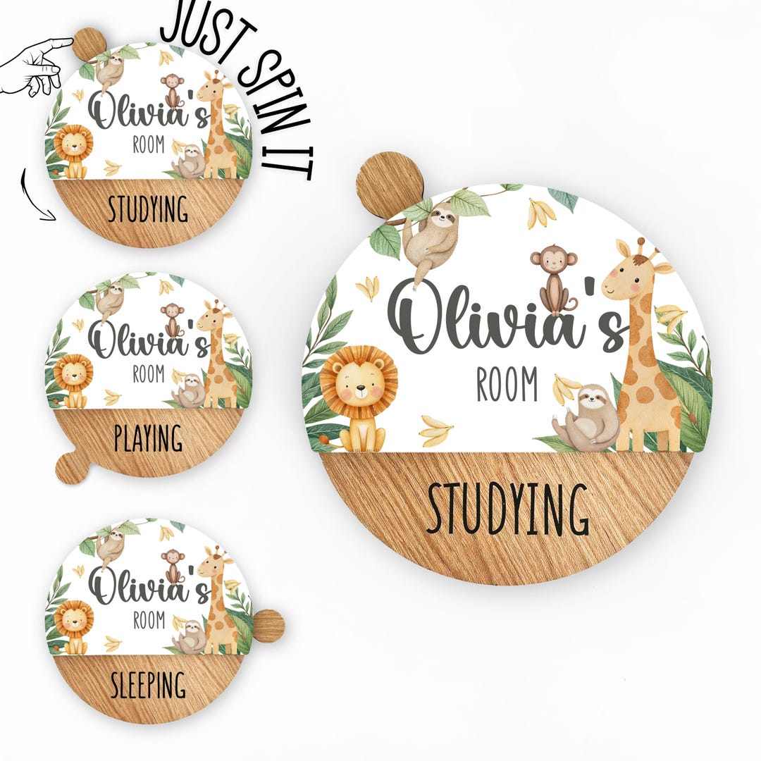 Custom Jungle Door Sign With Rotating Status Indicators – Personalized ...