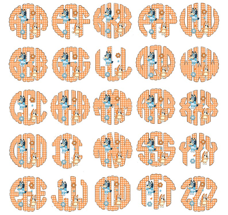 Bluey Monogram Mixed Plaid Checkered Customized White T-shirt - Etsy