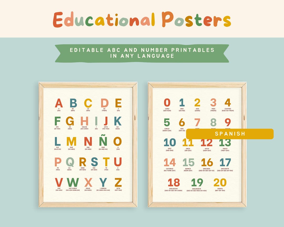 Editable ABC & Number Educational Poster | Spanish Alphabet and Numbers ...