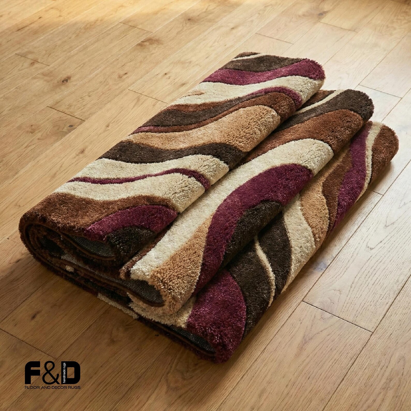 Modern Abstract Earth Tone Rug – Hand Tufted Wool Area Rug – Terracotta ...