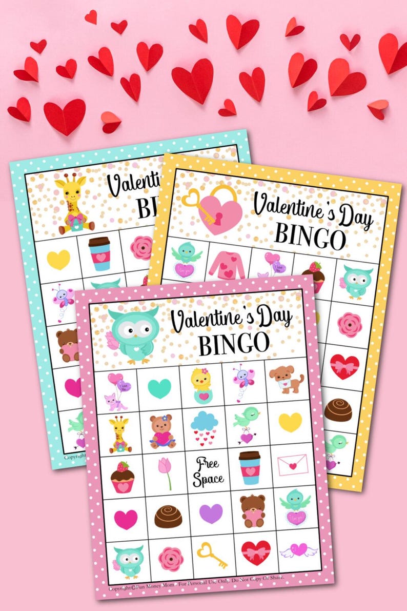 Printable Valentine Bingo Cards - Etsy