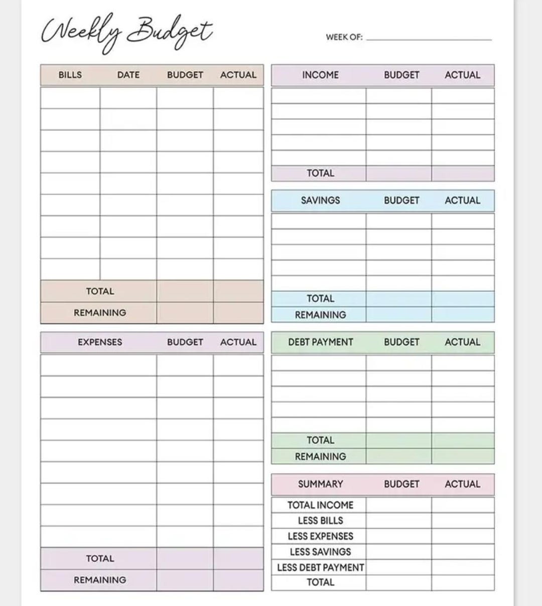 Budget Planner Printable | Expense Tracker, Savings Challenge, Debt ...