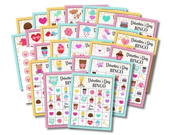 VALENTINE BINGO Cards, Digital Downloads, Collage Valentine Bingo ...