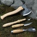 4-piece Set of Bowl Carving Tool With Leather Cases. Woodworking. Axe ...