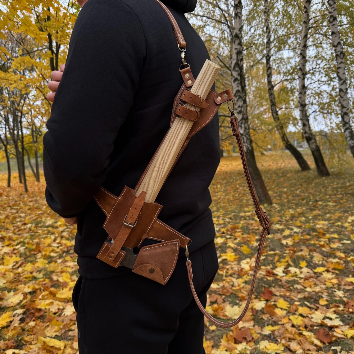 Leather Axe Case With Adjustable Straps. Crazy Horse Leather Axe ...