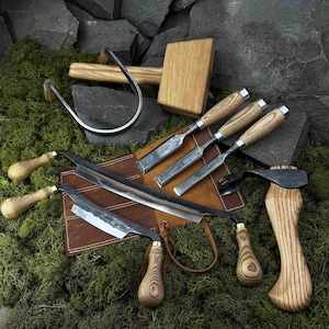 Set of 8 Chair Making Tools With Leather Cases. Woodworking Tools ...