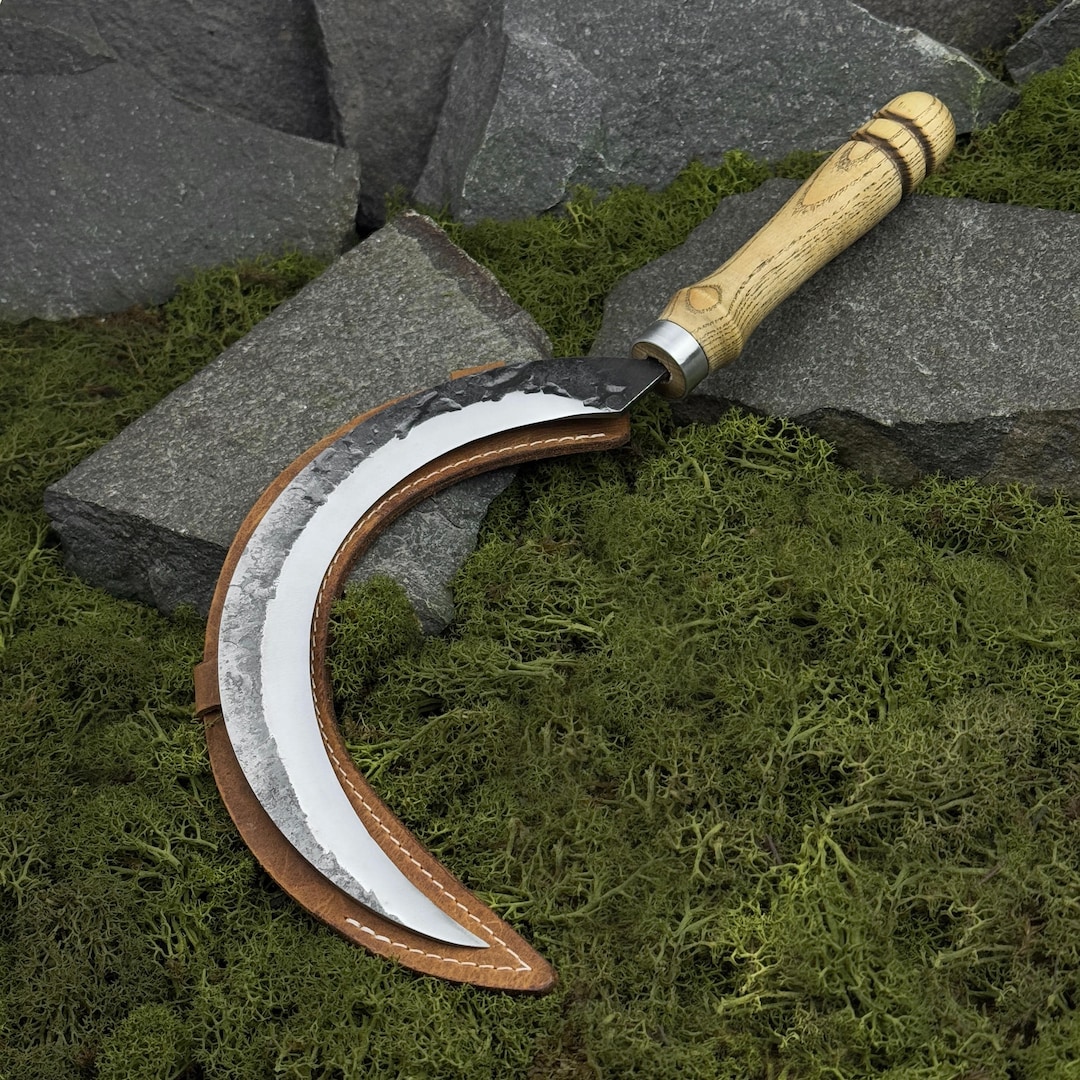 Large Garden Sickle With Leather Case. Garden Tool. Sickle for Trimming ...