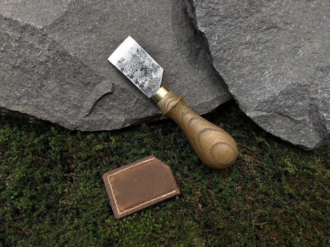 Leather Skiving Knife With Leather Case. Flat Knife. Leatherworking ...
