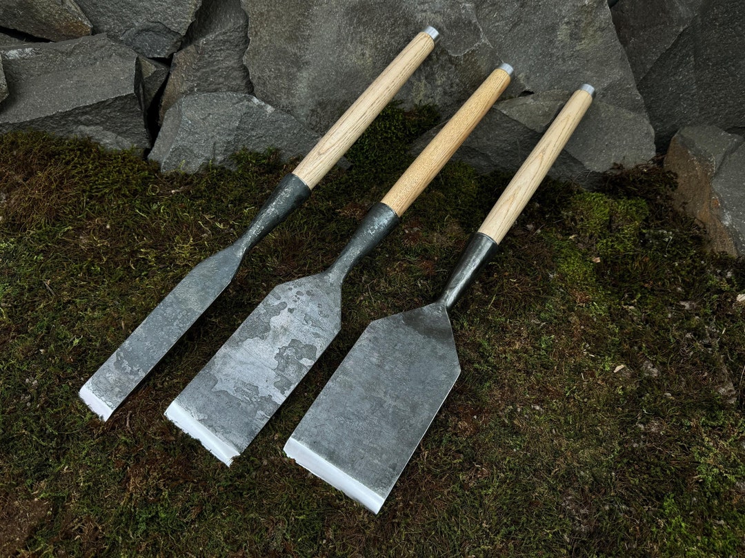 Set of 3 Large Timber Chisel With Leather Cases. Woodworking Chisels ...