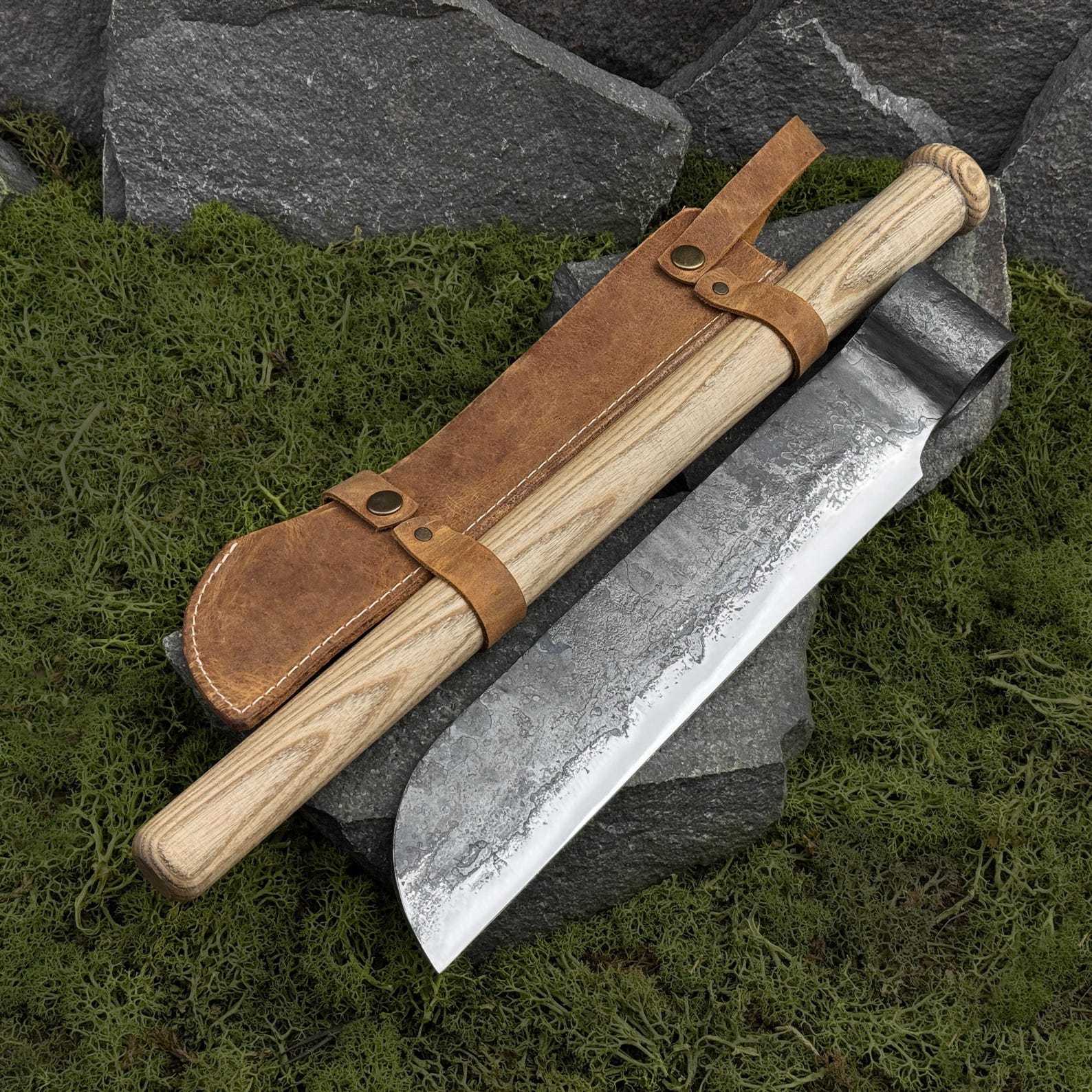 Hand Forged Froe, Wood Splitting Tool With Leather Case, Carbon Steel ...