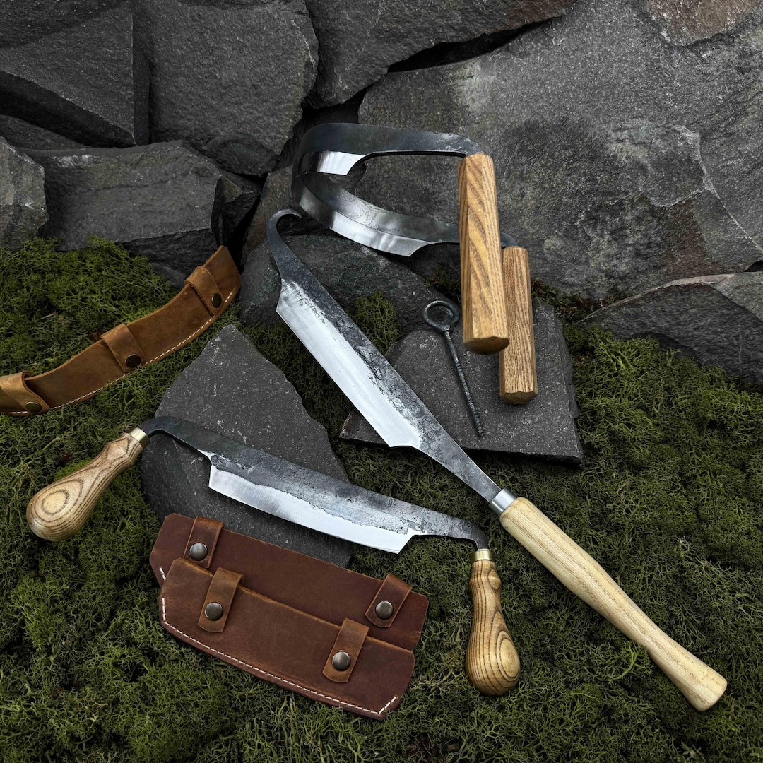 Set Carpentry Tool 3 PCS With Leather Cases. Drawknives. Inshave ...