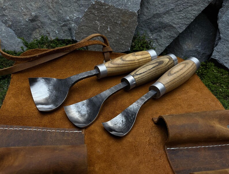 Spoon Gouges With Leather Case Wood Carving Curved Gouges For Carving 7780