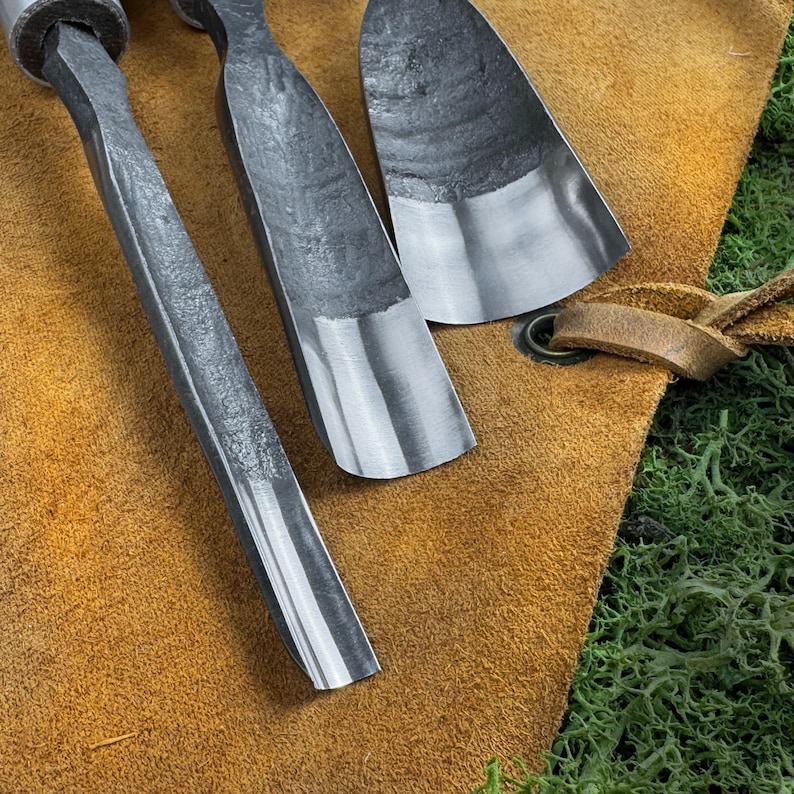 Set of 6 Wood Carving Gouge With Leather Case. Straight Rounded Gouges ...