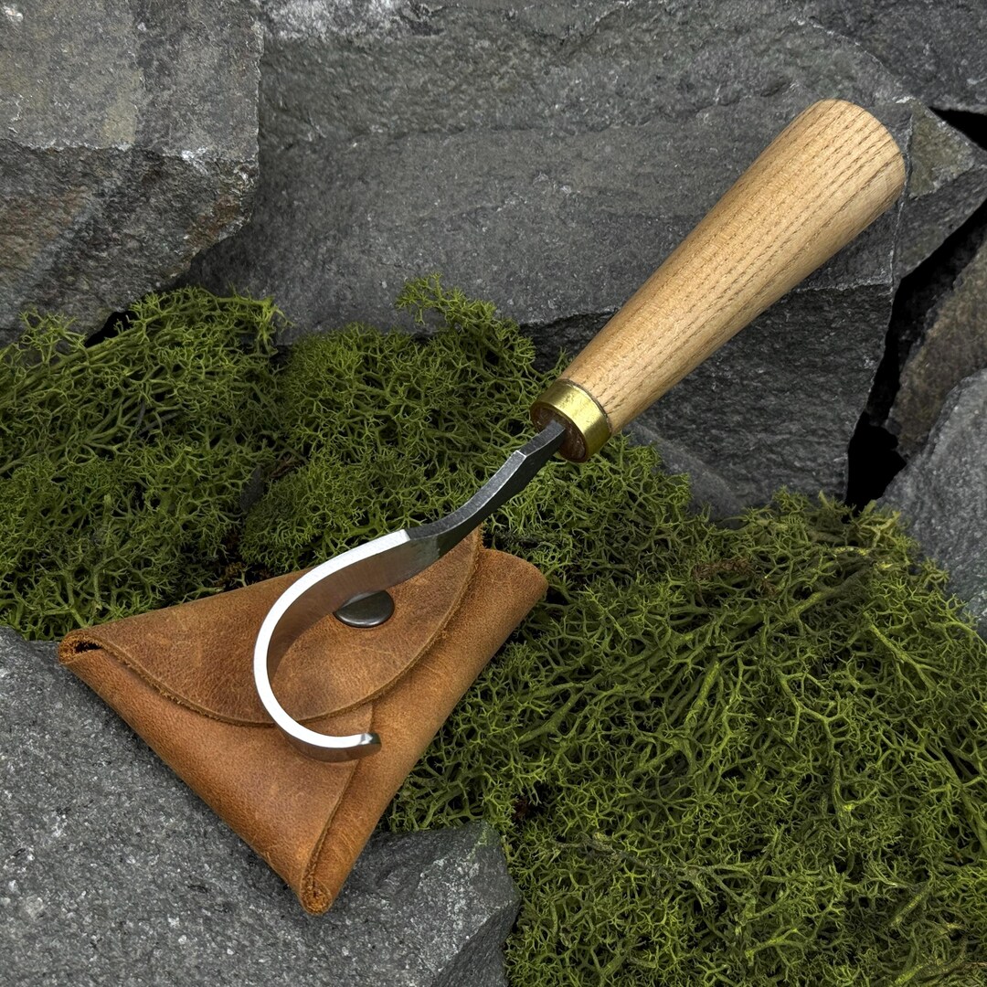 Carving Hook Knife With Leather Case. Wood Carving Tool. Spoon, Kuksa ...