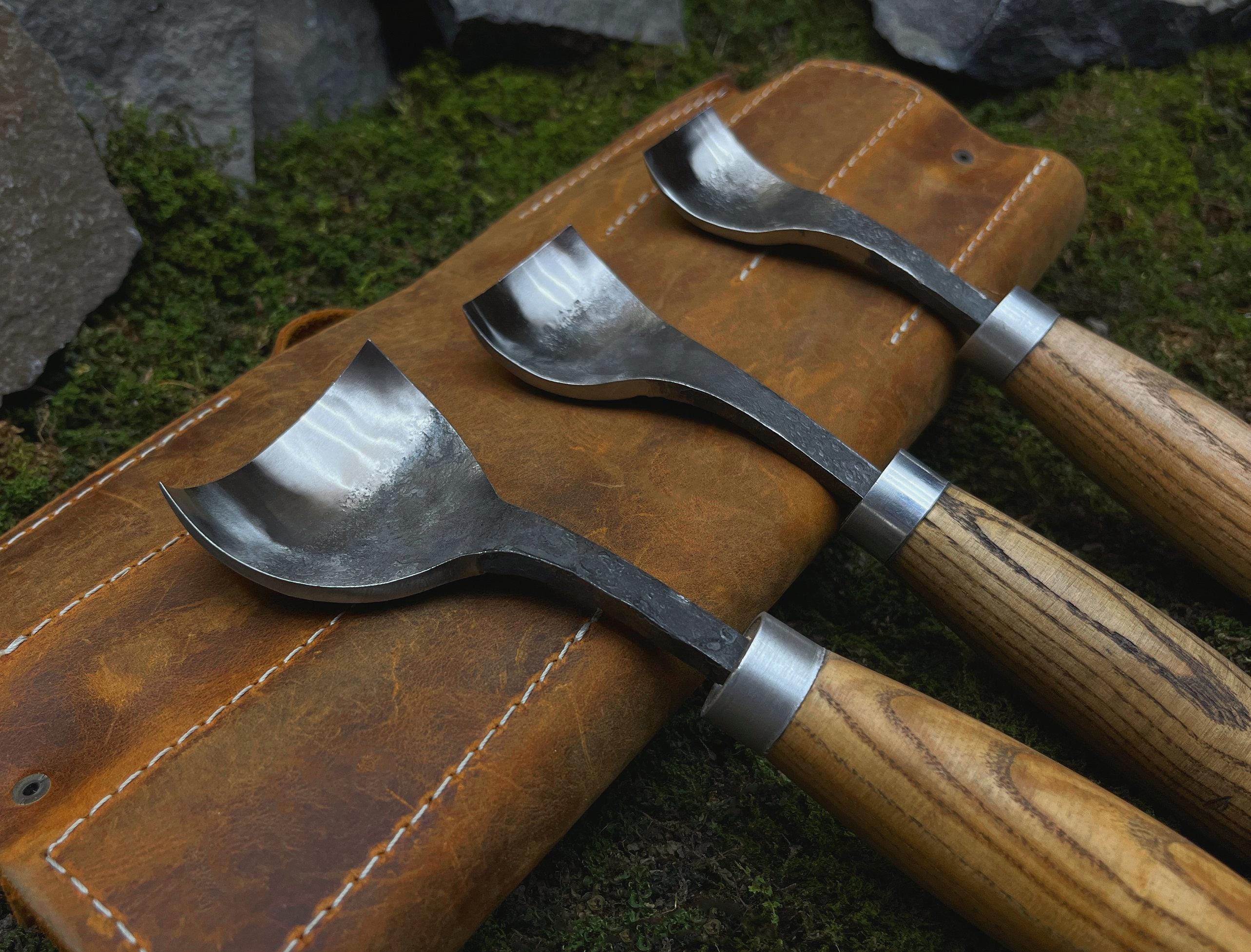 Spoon Gouges With Leather Case. Wood Carving. Curved Gouges for Carving ...