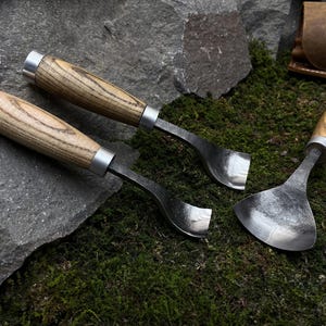 Set of 3 Bowl, Spoon Gouge With Leather Case. Curved Gouges. Wood ...