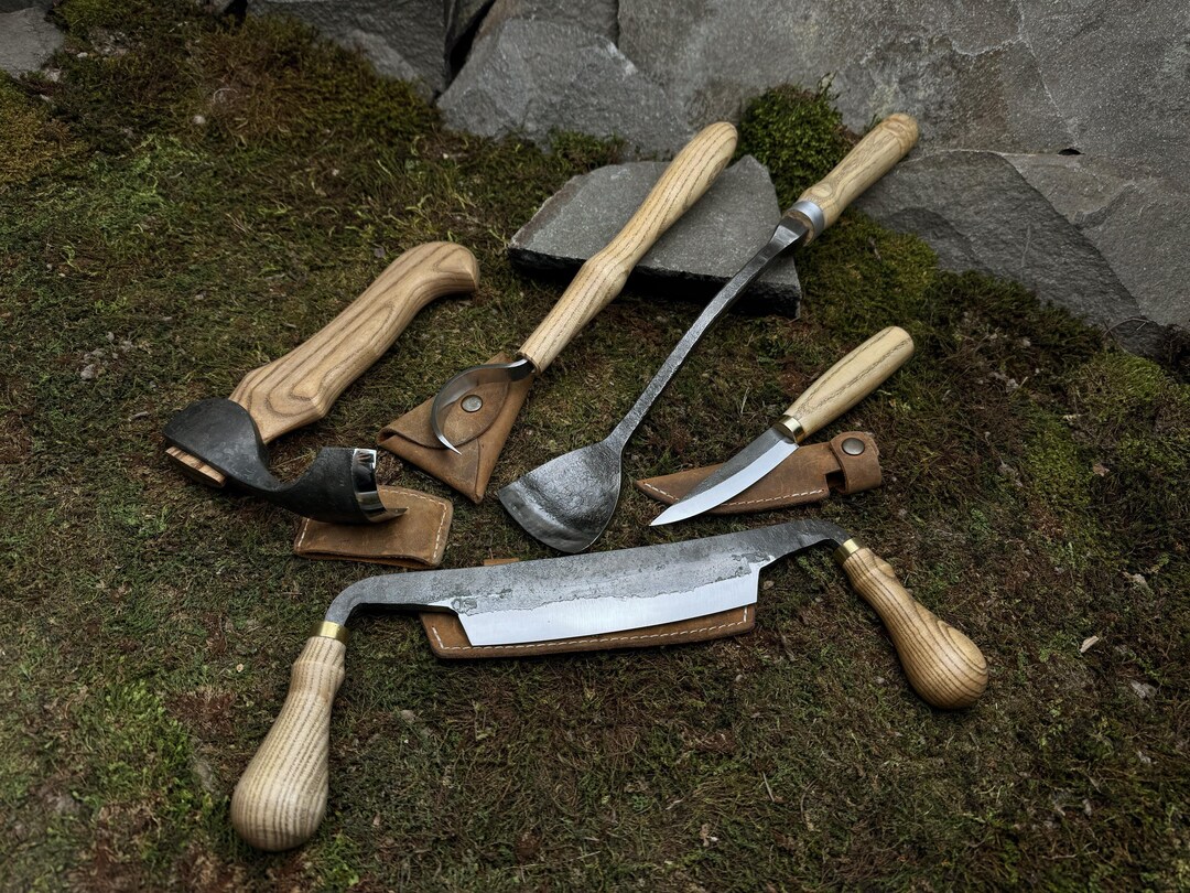 Woodworking Tool Set 5 PCS With Leather Cases. Spoon, Bowl Carving ...