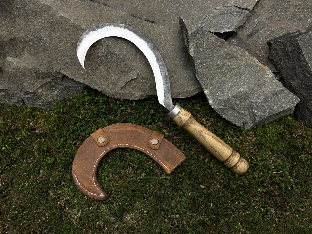 Garden Sickle With Leather Case. Tool for Gardener. Harvesting Sickle ...