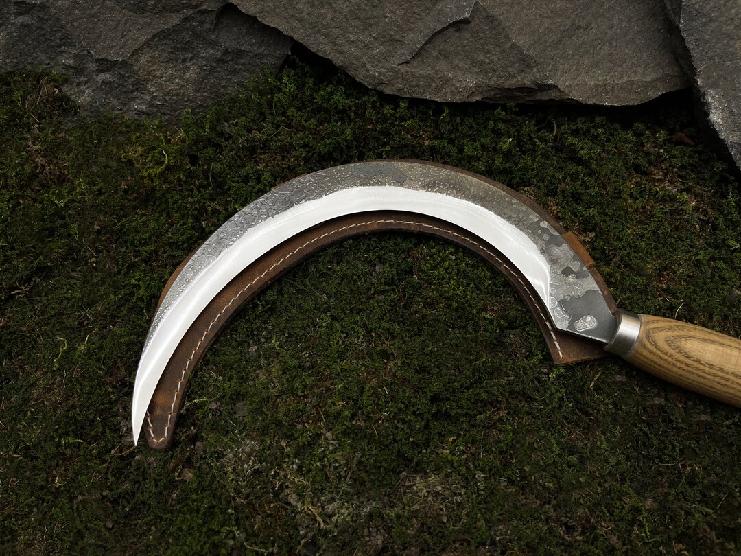 Big Sickle. Garden Tool. Sickle for Efficient Crop Harvesting and Garden Overgrowth. Forged ...