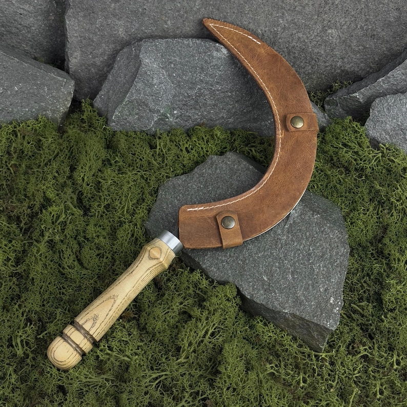 Large Garden Sickle With Leather Case. Garden Tool. Sickle for Trimming ...