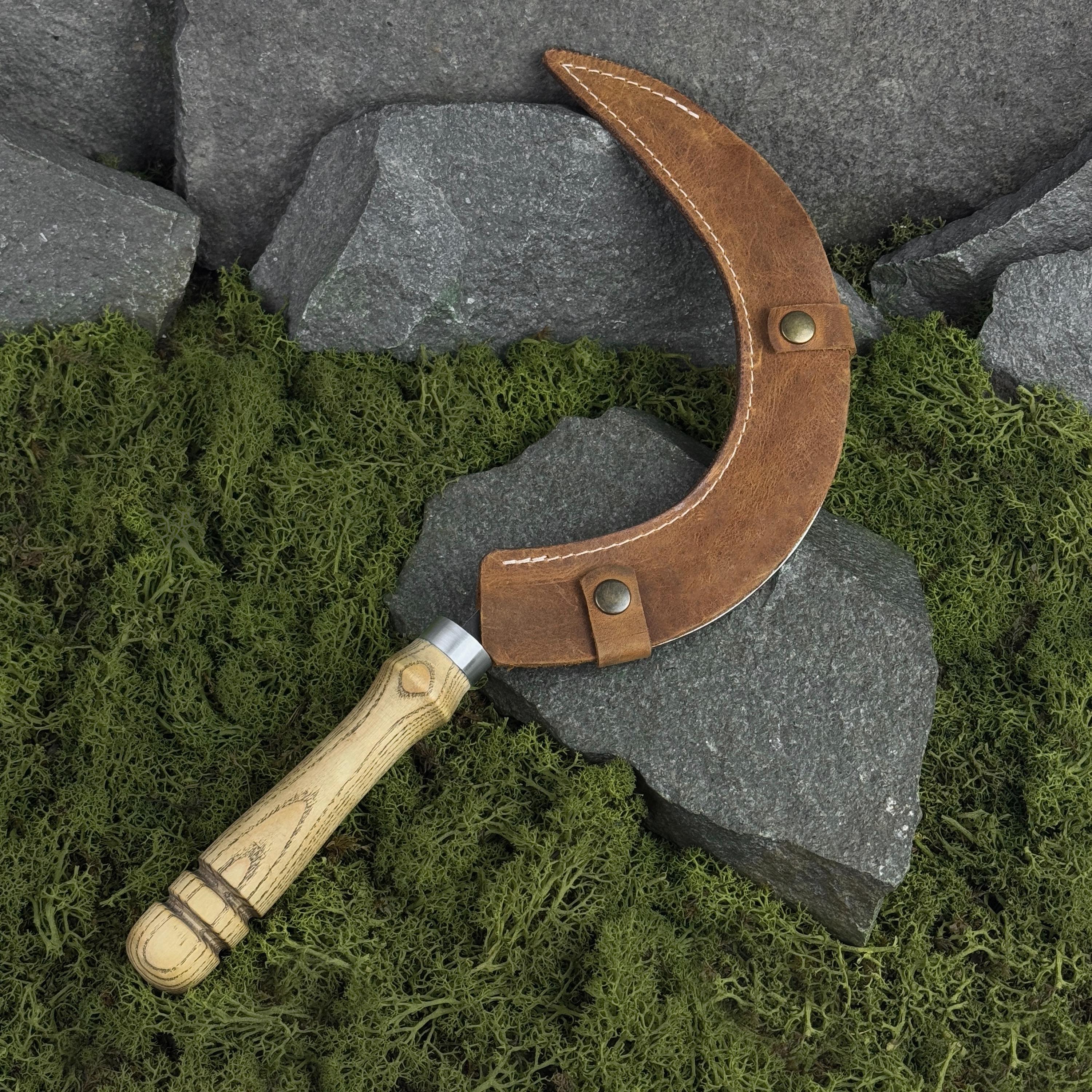 Large Garden Sickle With Leather Case. Garden Tool. Sickle for Trimming ...