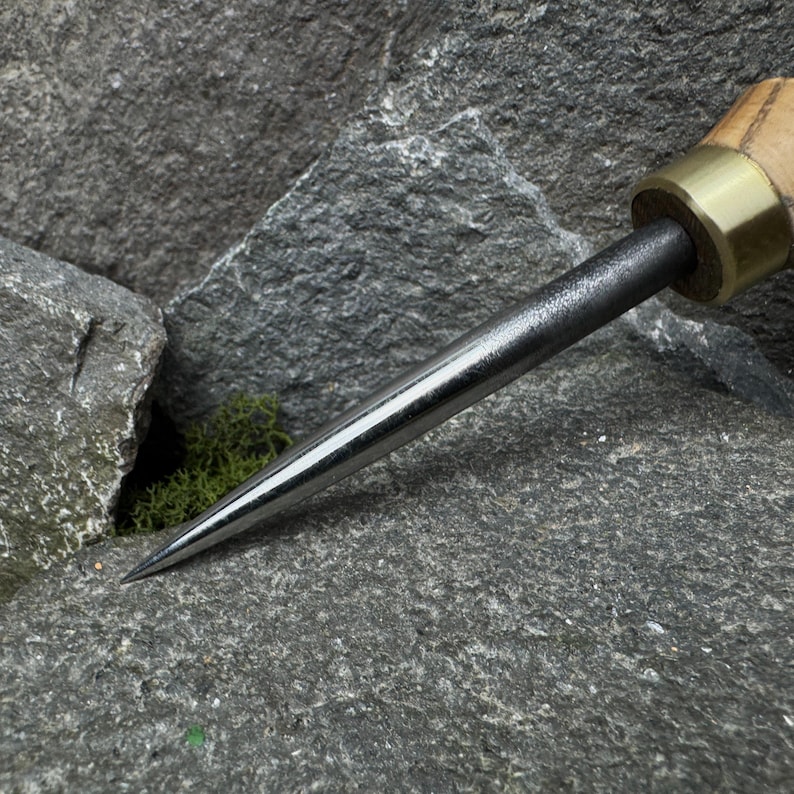 Forged Leather Awl for Stitching and Marking. Tool With Ash Handle and ...