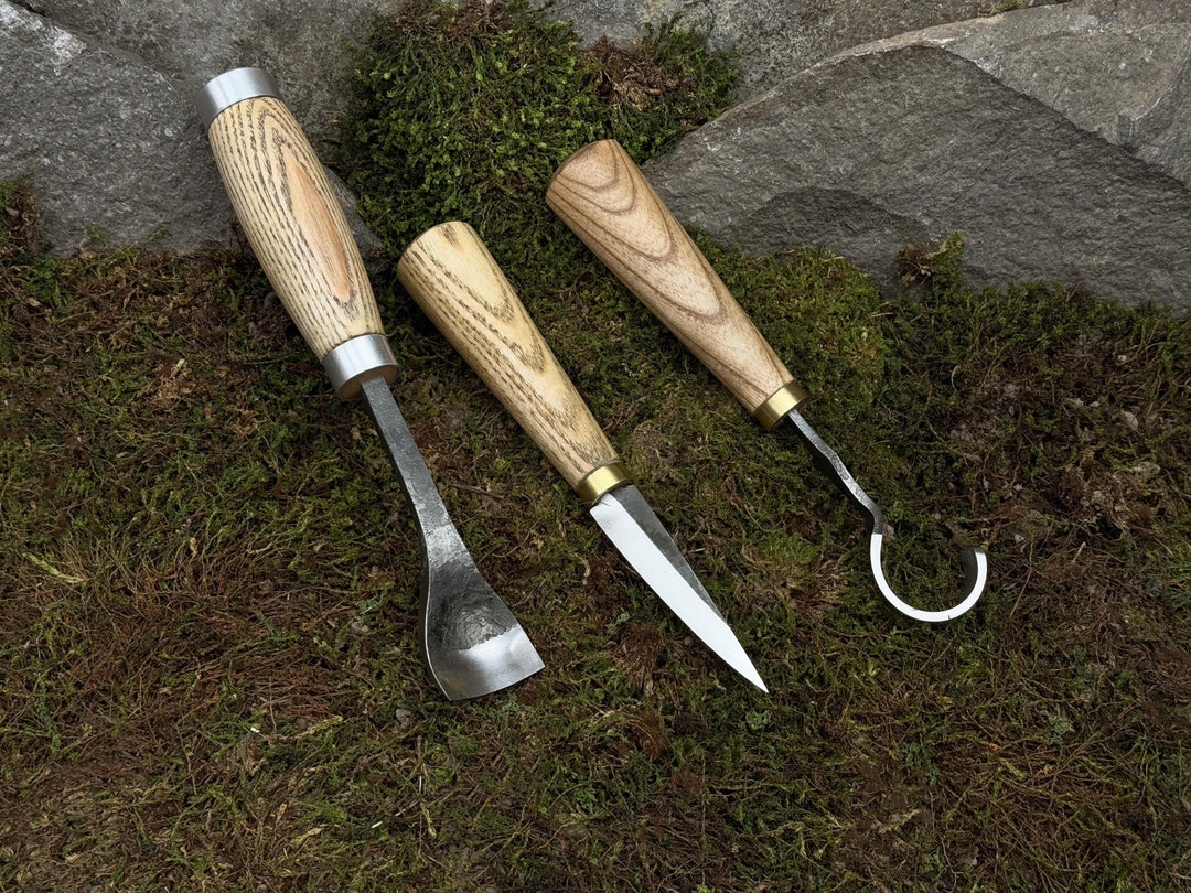 3-piece Wood Carving Tool Set With Leather Case. Bowl Carving Tools ...