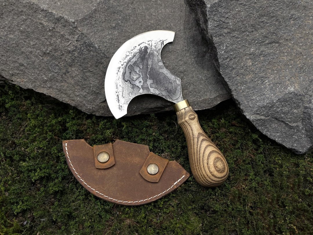Leather Round Knife With Leather Case. Cutting Leather Knife. Skiving ...