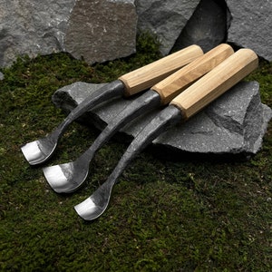 Spoon Bent Gouge Set 3pcs. Spoon Carving Tool Set. Hand-forged Bent ...