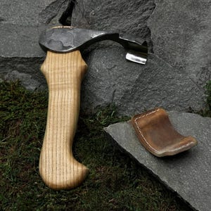 Curved Adze With Leather Case. Wood Carving Tool. Camping Axe ...