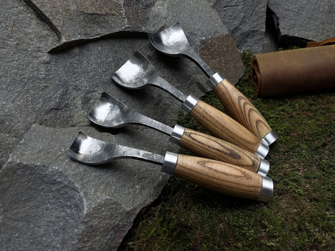 Spoon Gouges With Leather Case. Bent Gouges for Carving Spoons, Bowls ...