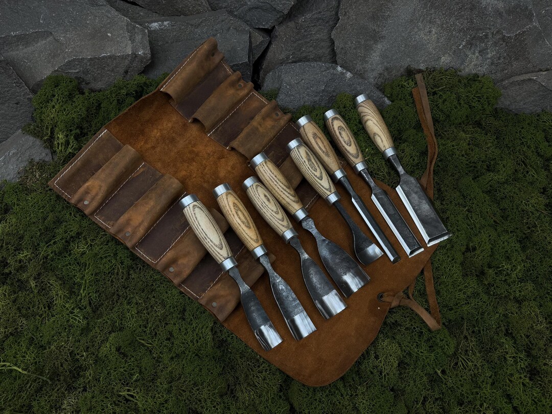 8 PCS Carving Tool Set With Leather Case. Spoon Gouges for Wood ...