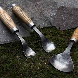 Set of 3 Bowl, Spoon Gouge With Leather Case. Curved Gouges. Wood ...