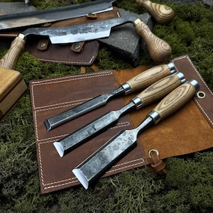 Set of 8 Chair Making Tools With Leather Cases. Woodworking Tools ...