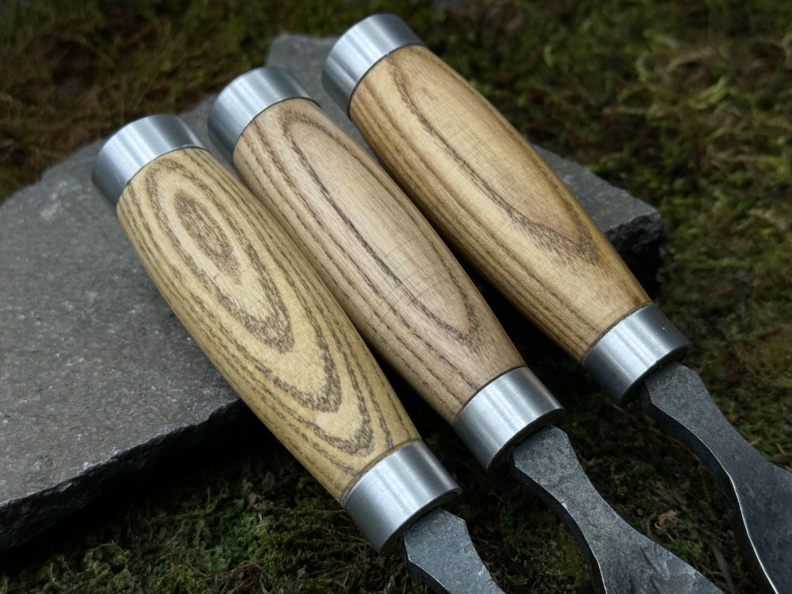 Set of 3 Wood Carving Gouge With Leather Case. Chisels for Woodworkers ...