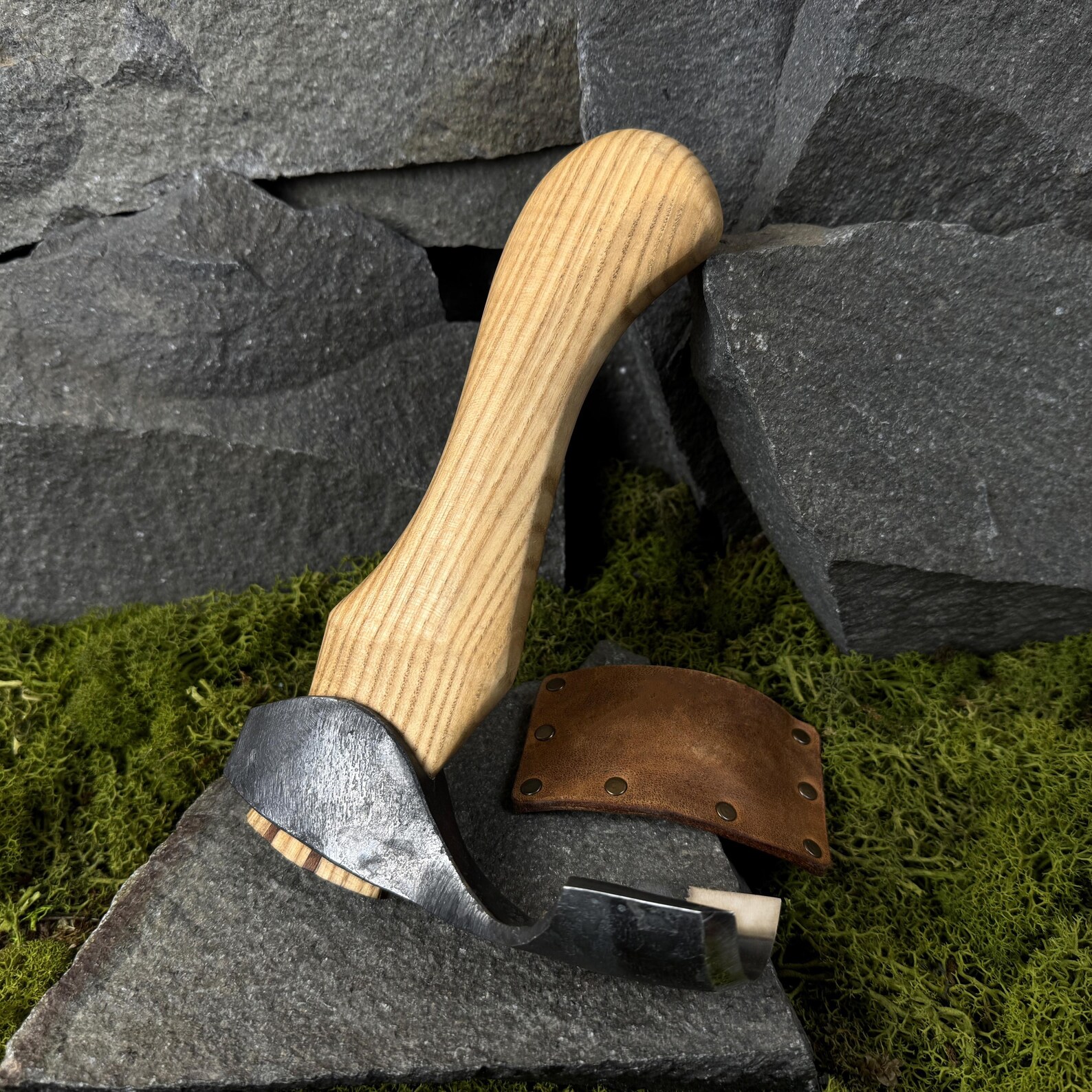 Curved Adze With Leather Case. Wood Carving Tool. Camping Axe ...